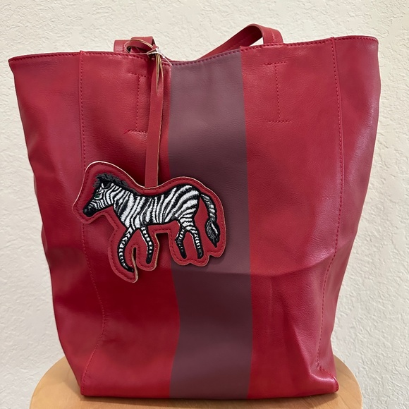 Saks Fifth Avenue | Bags | Saks Fifth Avenue Zebra Red Tote Bag | Poshmark
